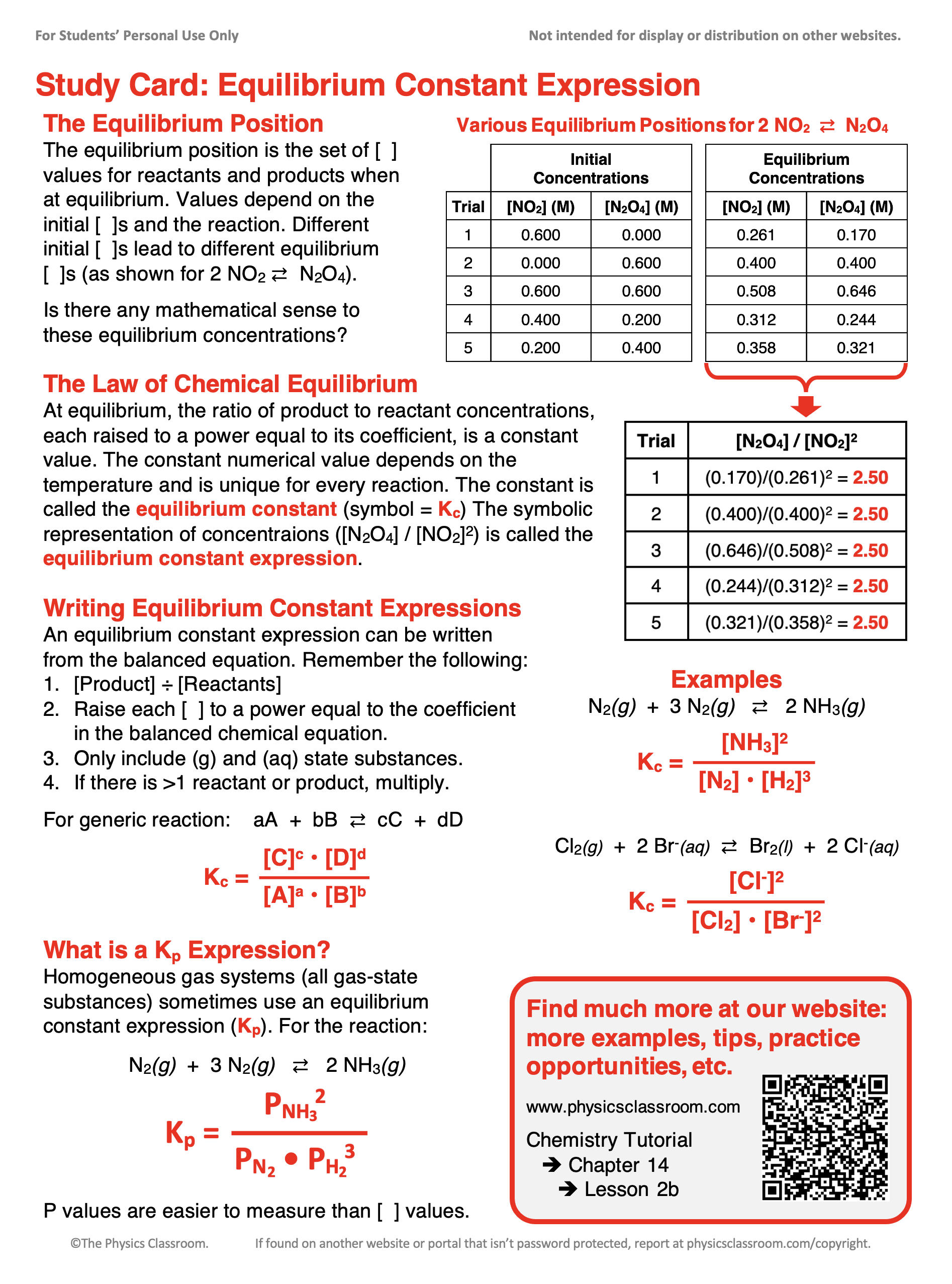 How to Write Equilibrium Constant Expressions: Kc and Kp