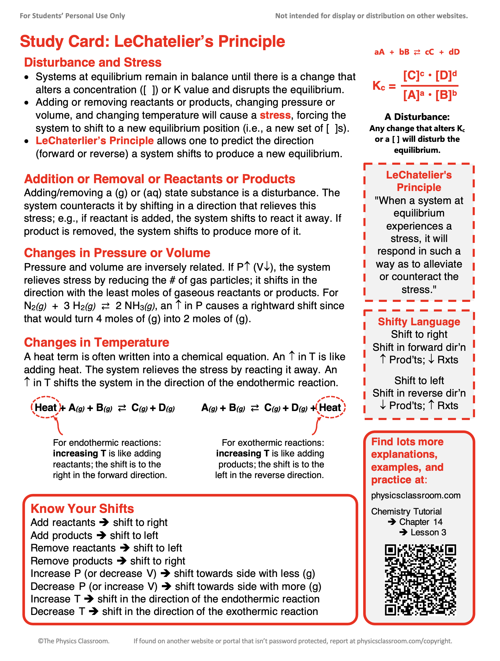 Predicting the Direction of Shift | Le Chatelier’s Principle in Equilibrium
