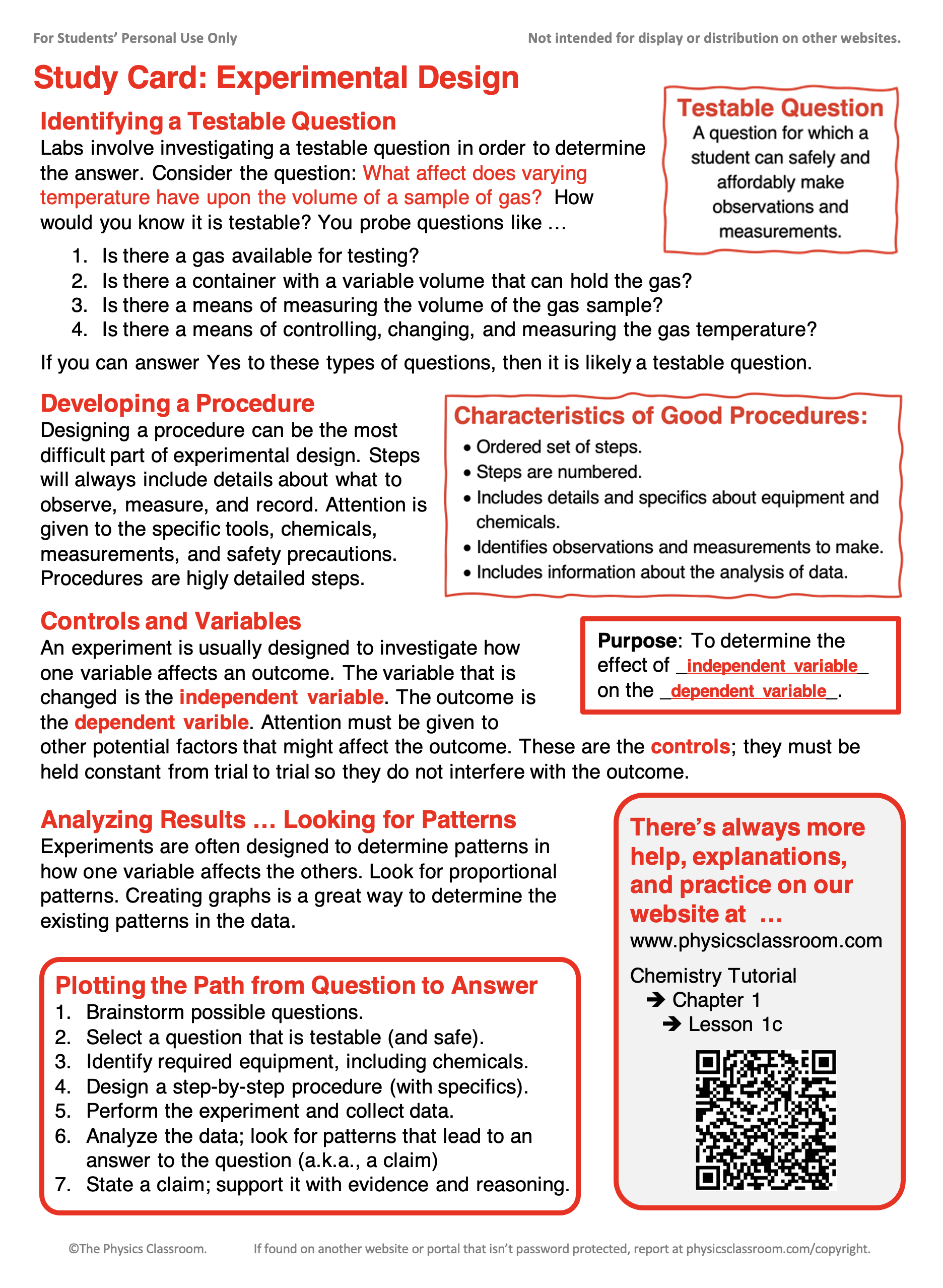 Experimental Design in Chemistry: Variables and Controls