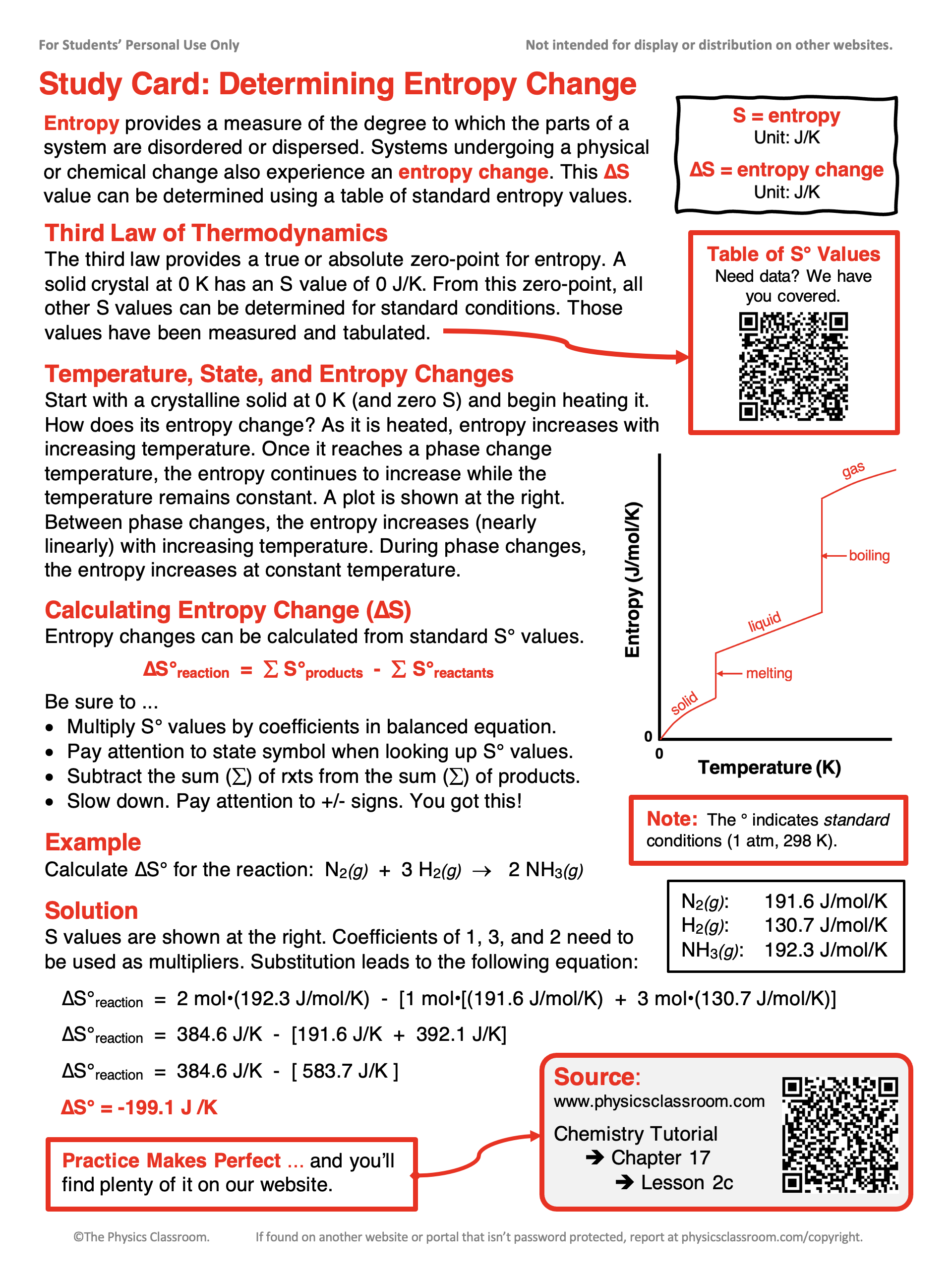 Quantifying Entropy: The Third Law and Entropy Change Calculations